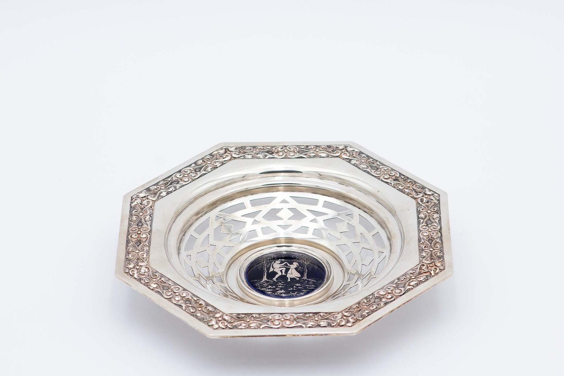 Silver Fruit Bowl with Octagonal Cutouts for sale at Pamono