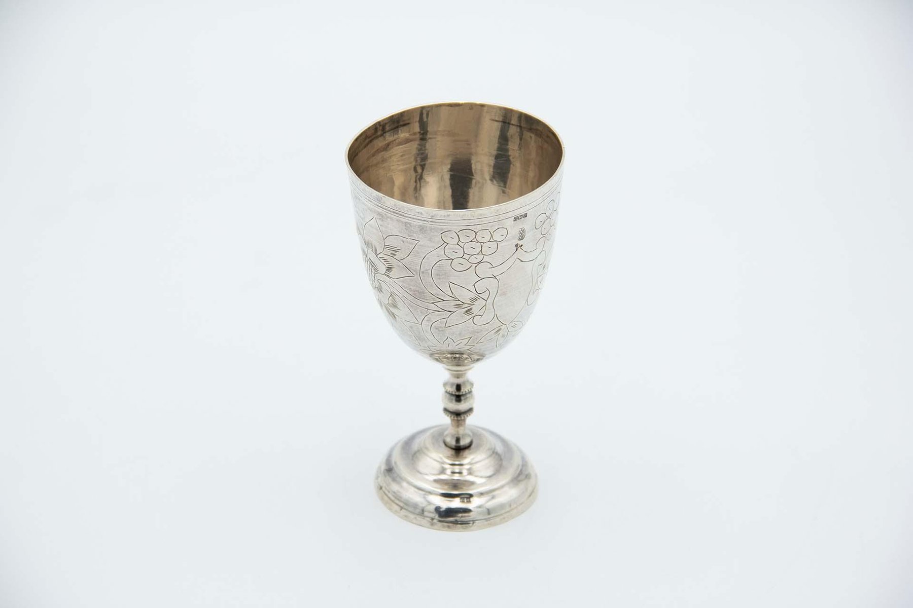 Silver Chalice with Circular Base and Floral Motifs for sale at Pamono