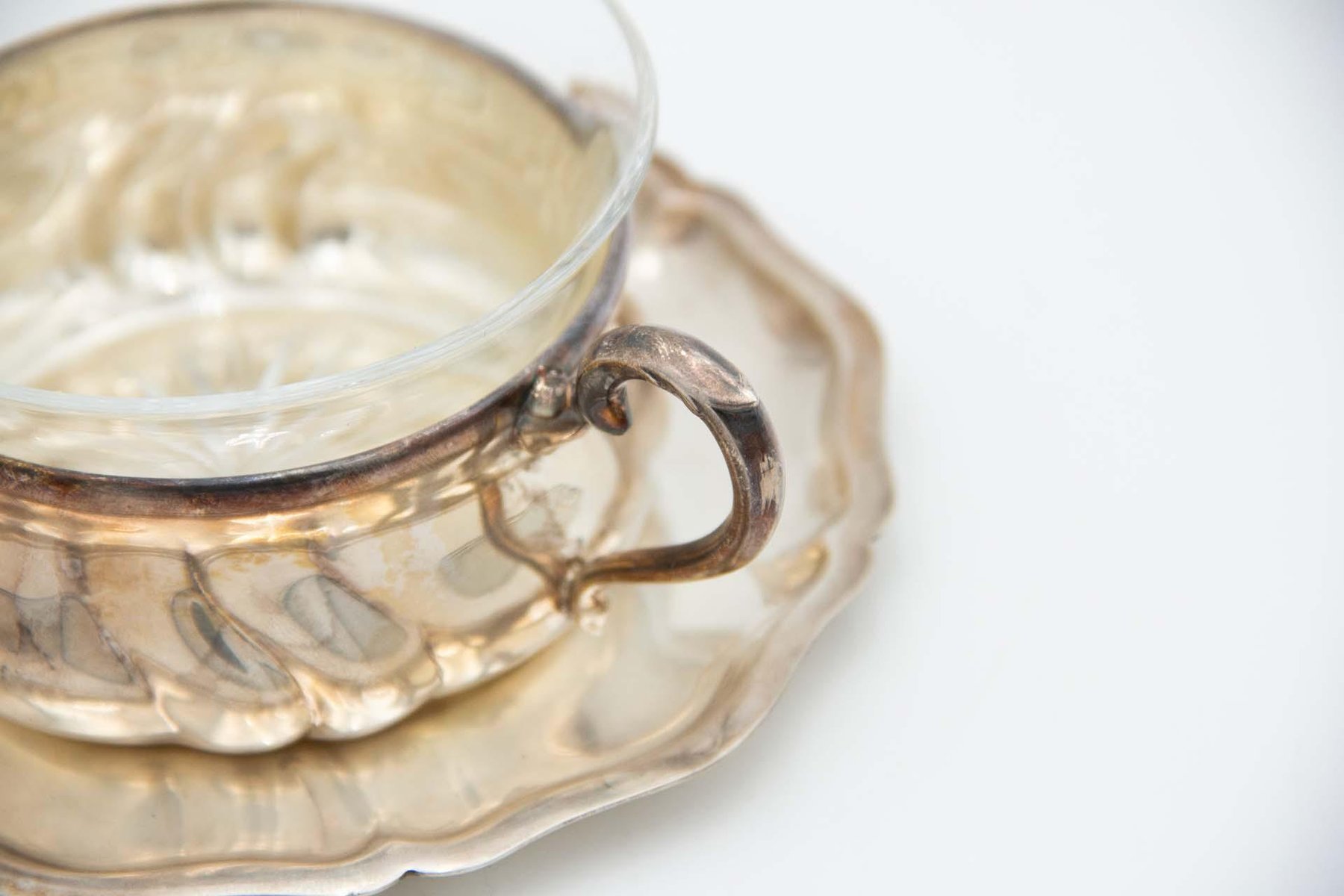Teacup with Saucer and Glass Core for sale at Pamono