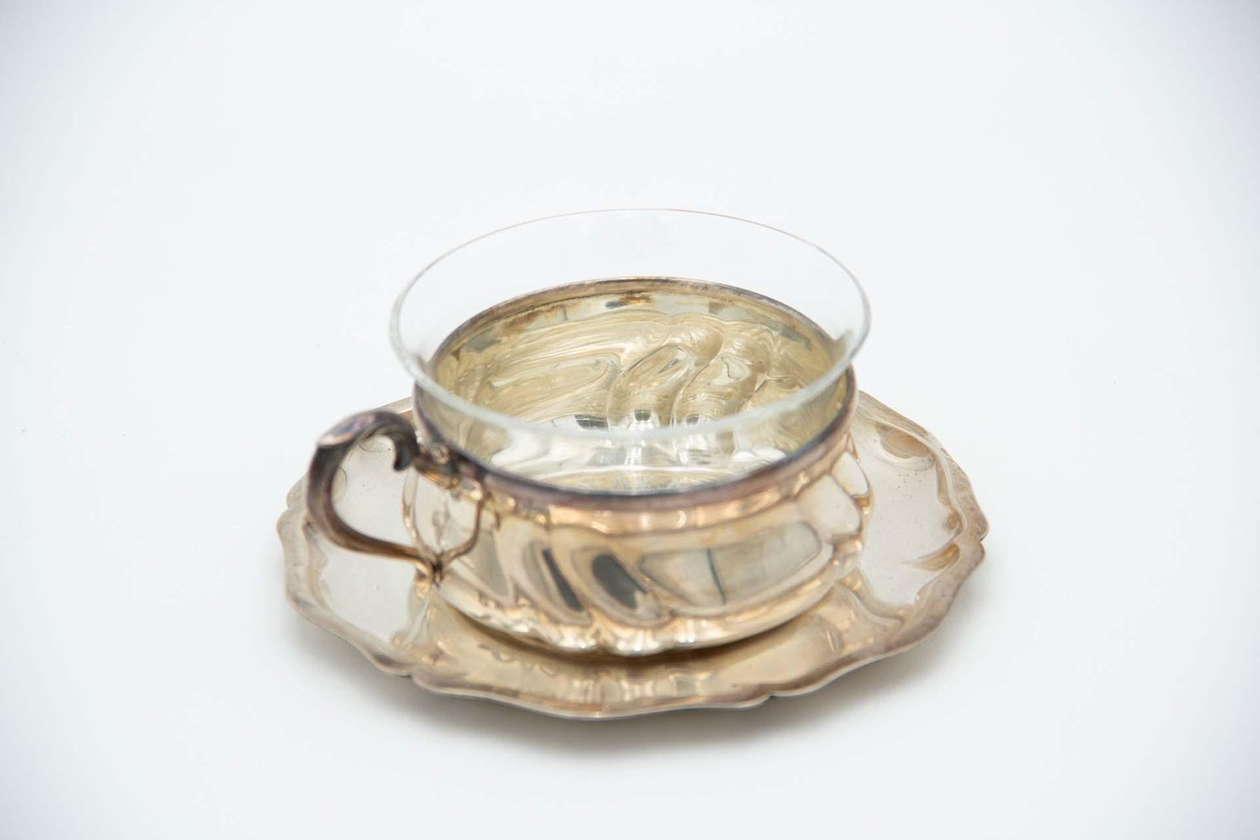 Teacup with Saucer and Glass Core for sale at Pamono
