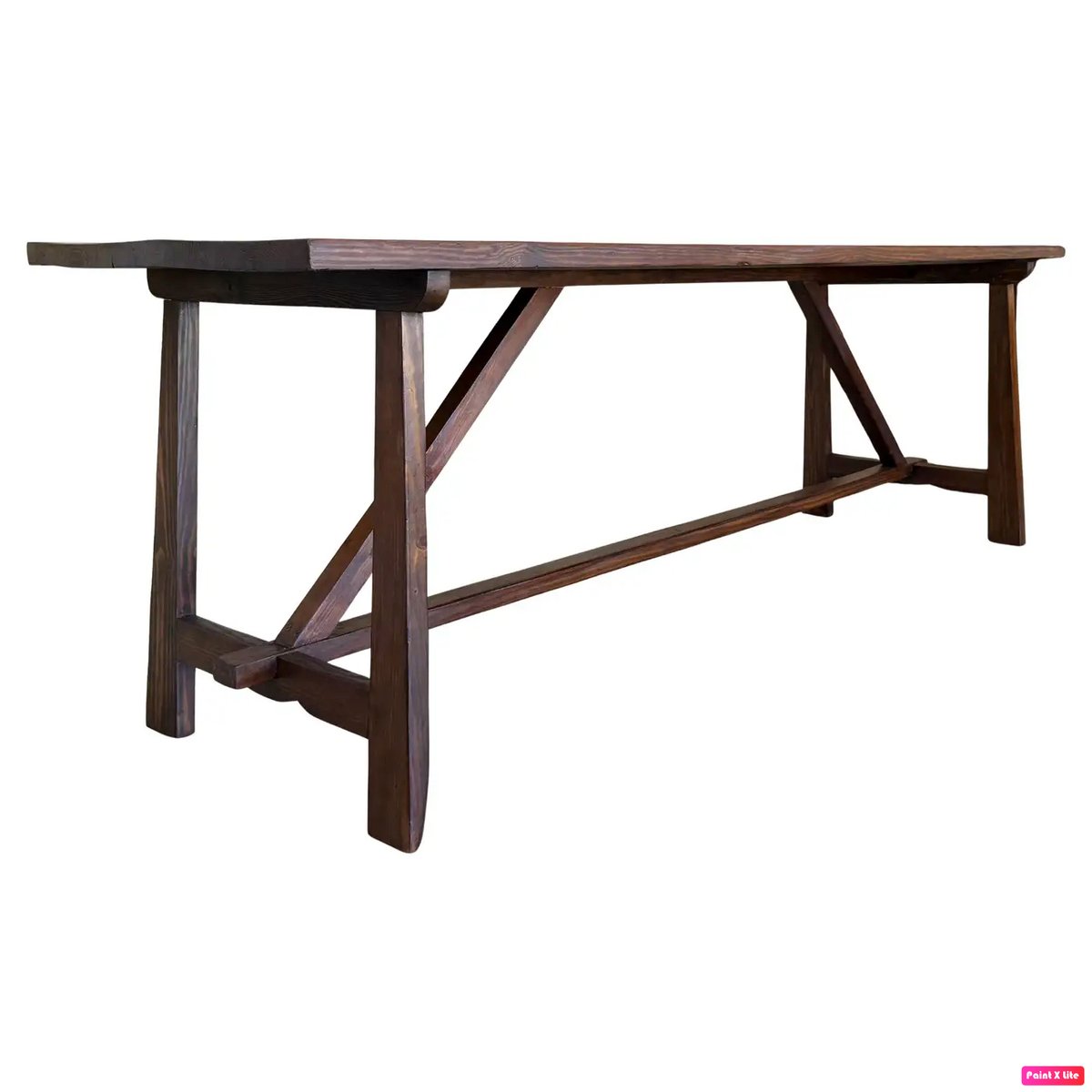 Large Vintage Spanish Dining Table with Carved Legs and Wood Stretcher ...