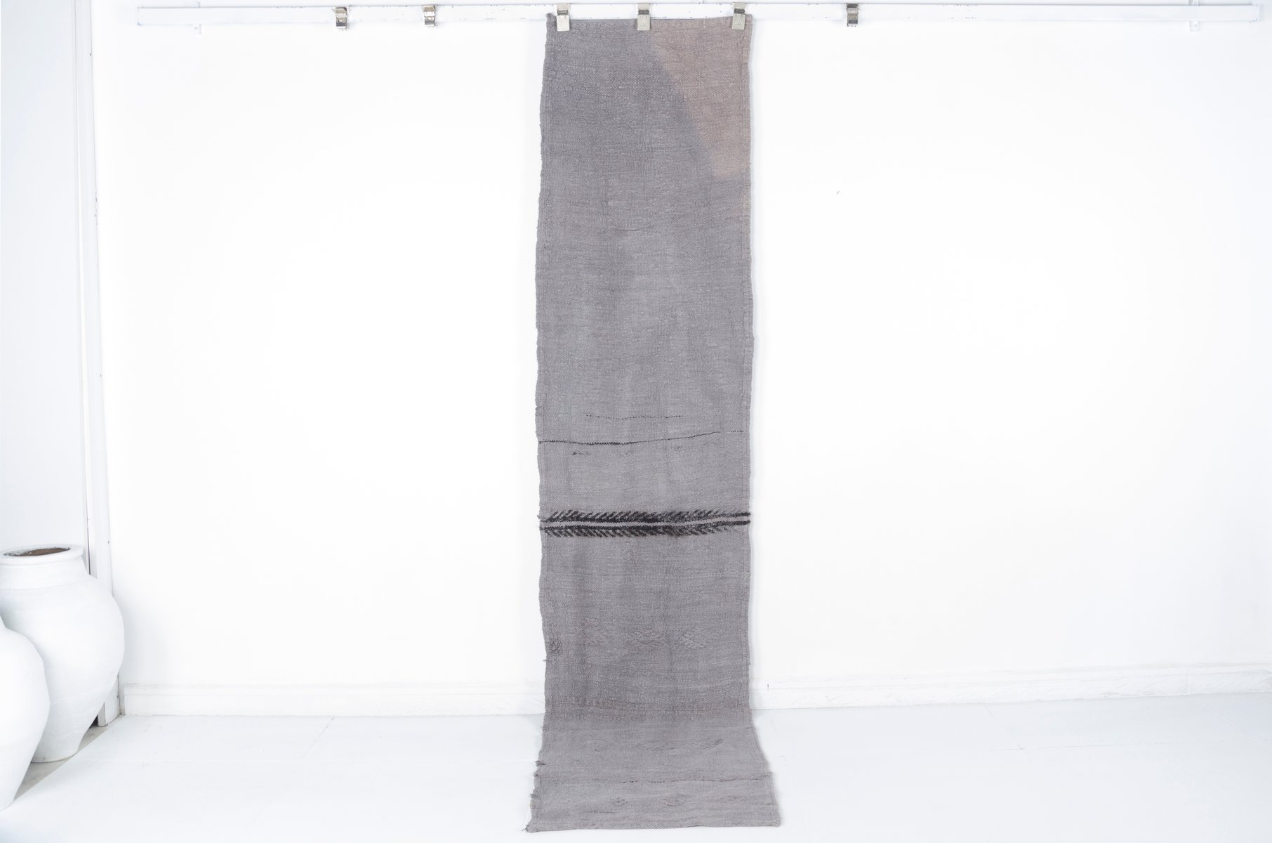 Vintage Grey Hemp Rug, 1960s for sale at Pamono