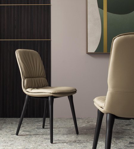 Coco Tortora Leather and Dark Oak Chair by Morica Design for sale at Pamono