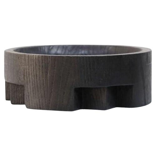 Small Burnt and Wazed Oak Black Disk Tray by Arno Declercq for sale at ...