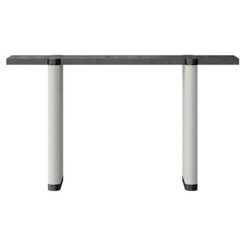 Console with Black Oak Patterned Top and White Legs Plinth by ...