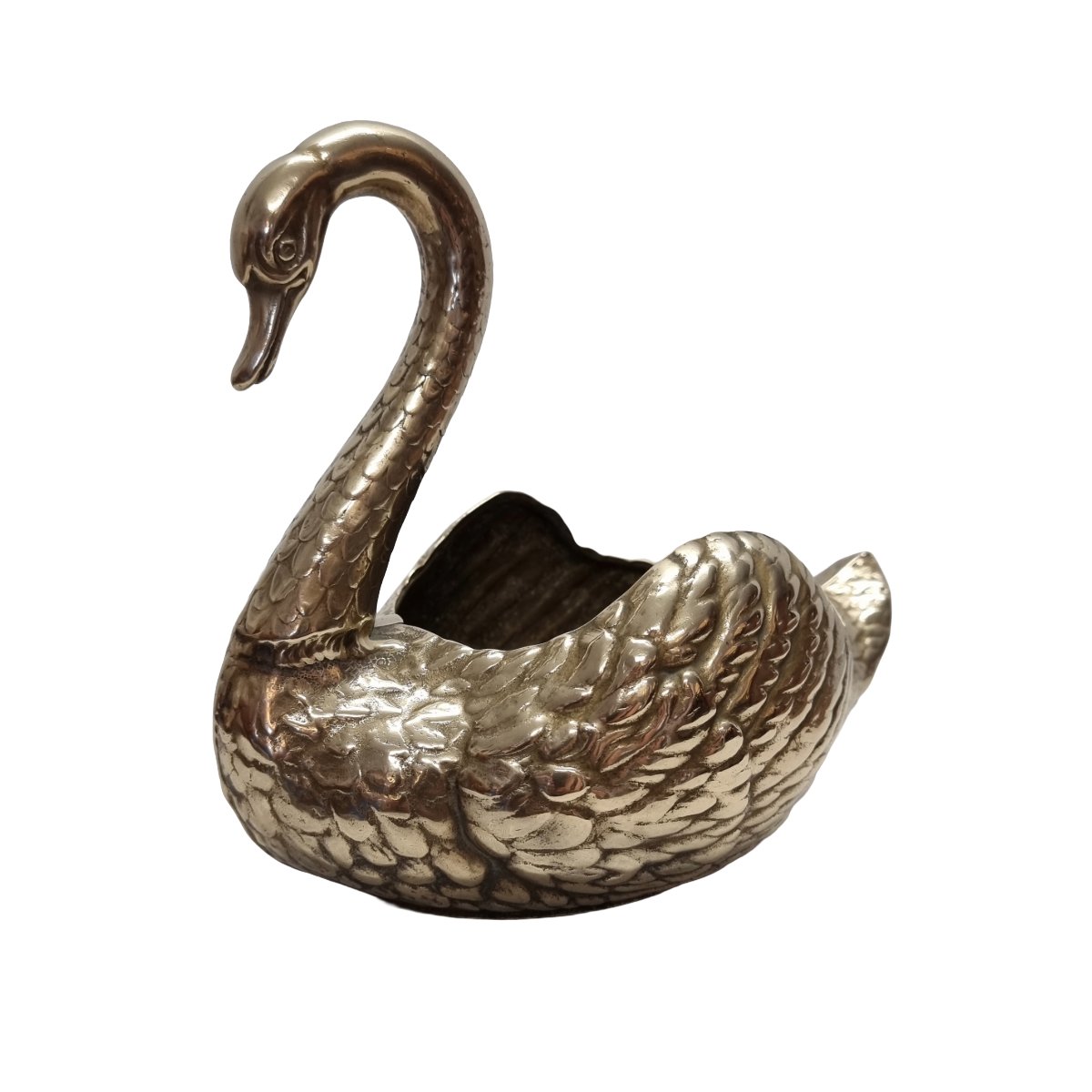 Vintage Brass Swan Plant Pot, 1950s for sale at Pamono