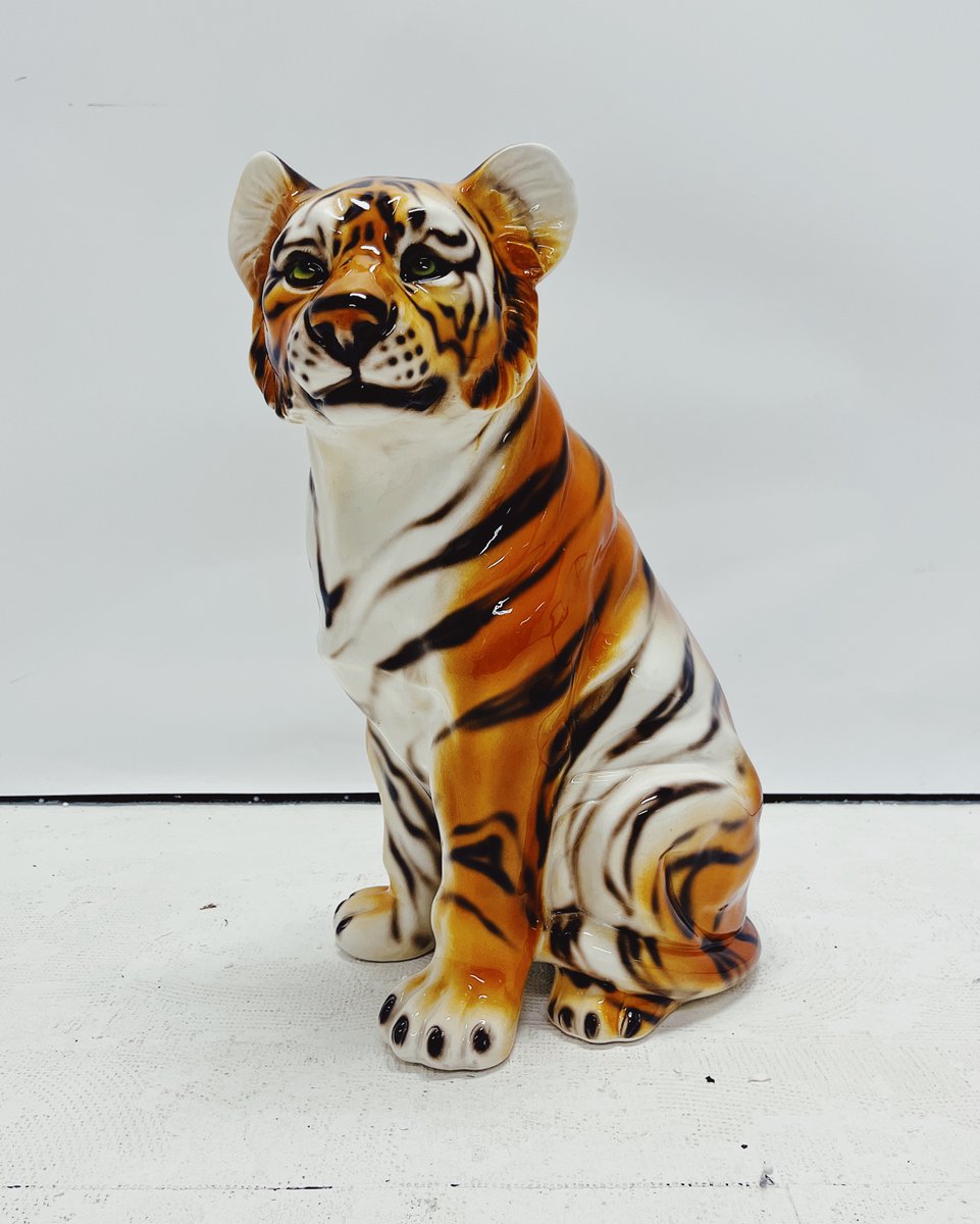 Tiger Statue in Ceramic from Ceramiche Boxer for sale at Pamono