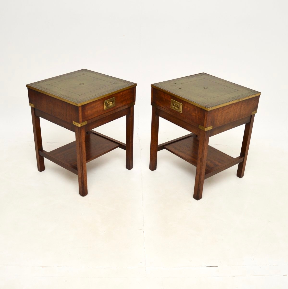 Antique Military Campaign Side Tables, 1950, Set of 2 for sale at Pamono
