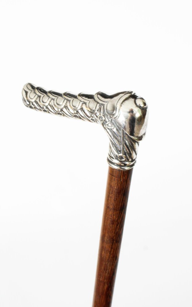Antique French Silver Capped Walking Stick, 1800s for sale at Pamono
