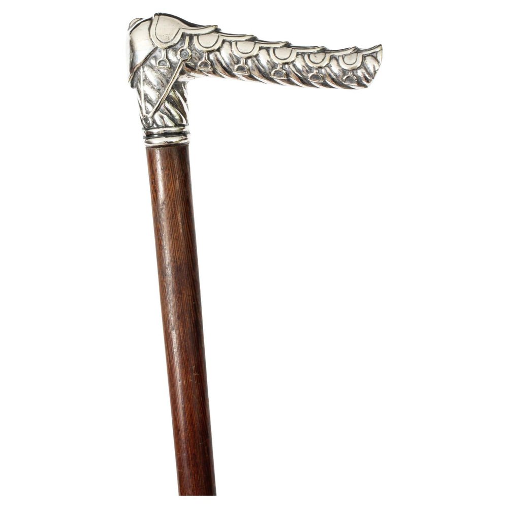 Antique French Silver Capped Walking Stick, 1800s for sale at Pamono