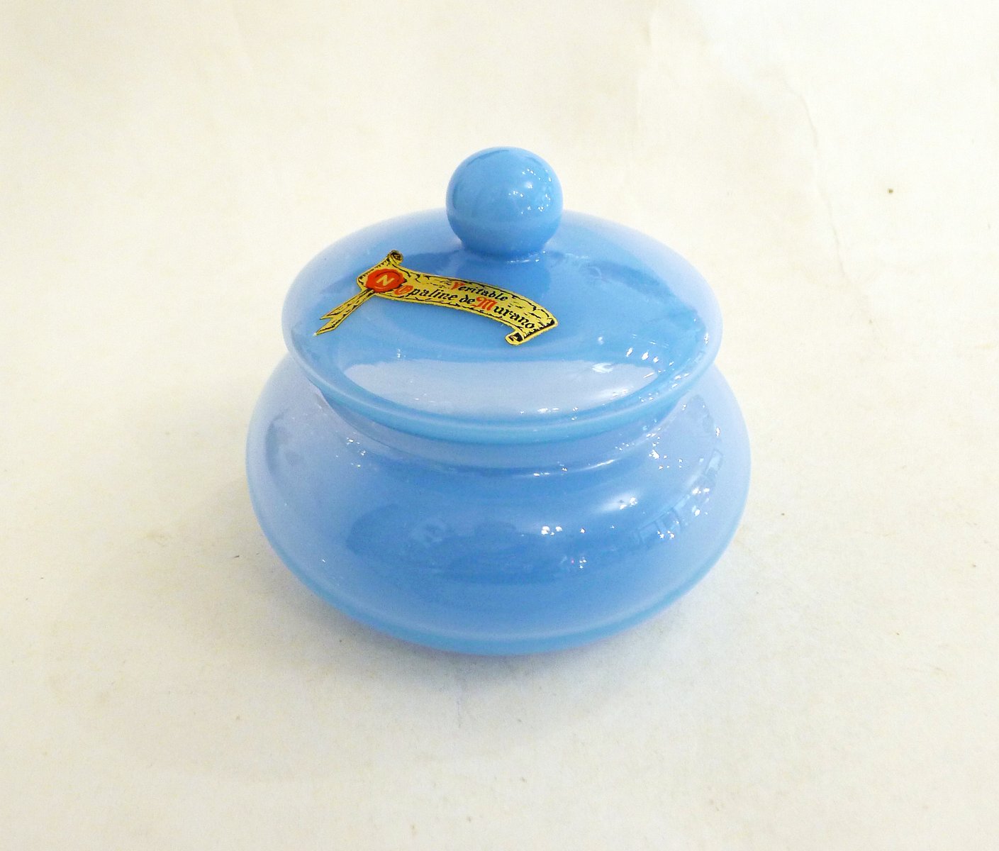 Mid-Century Blue Opaline Murano Glass Candy Box by V. Nason, 1950s for sale at Pamono