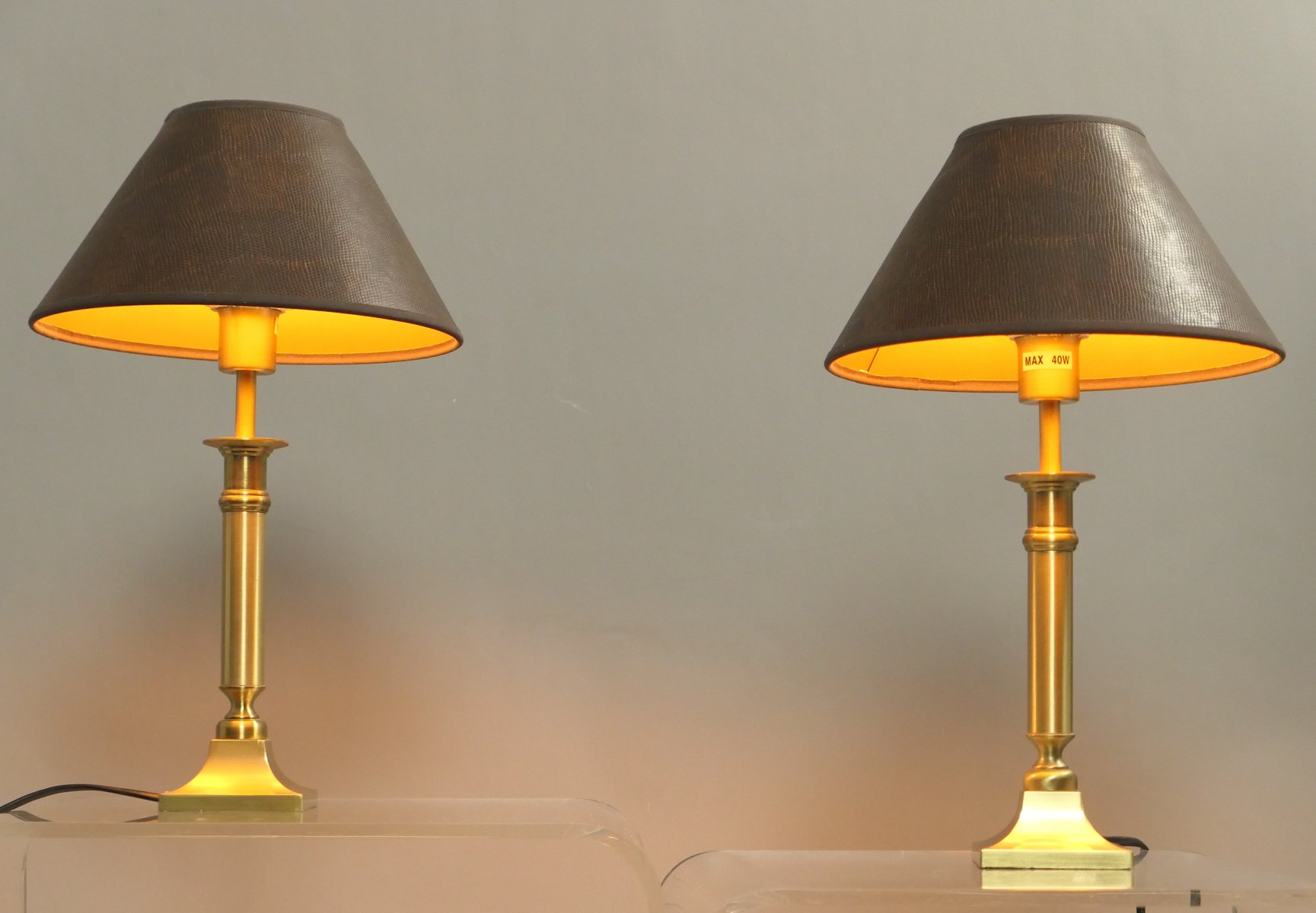 Brass Table Lamps, Germany, 1980s, Set of 2 for sale at Pamono