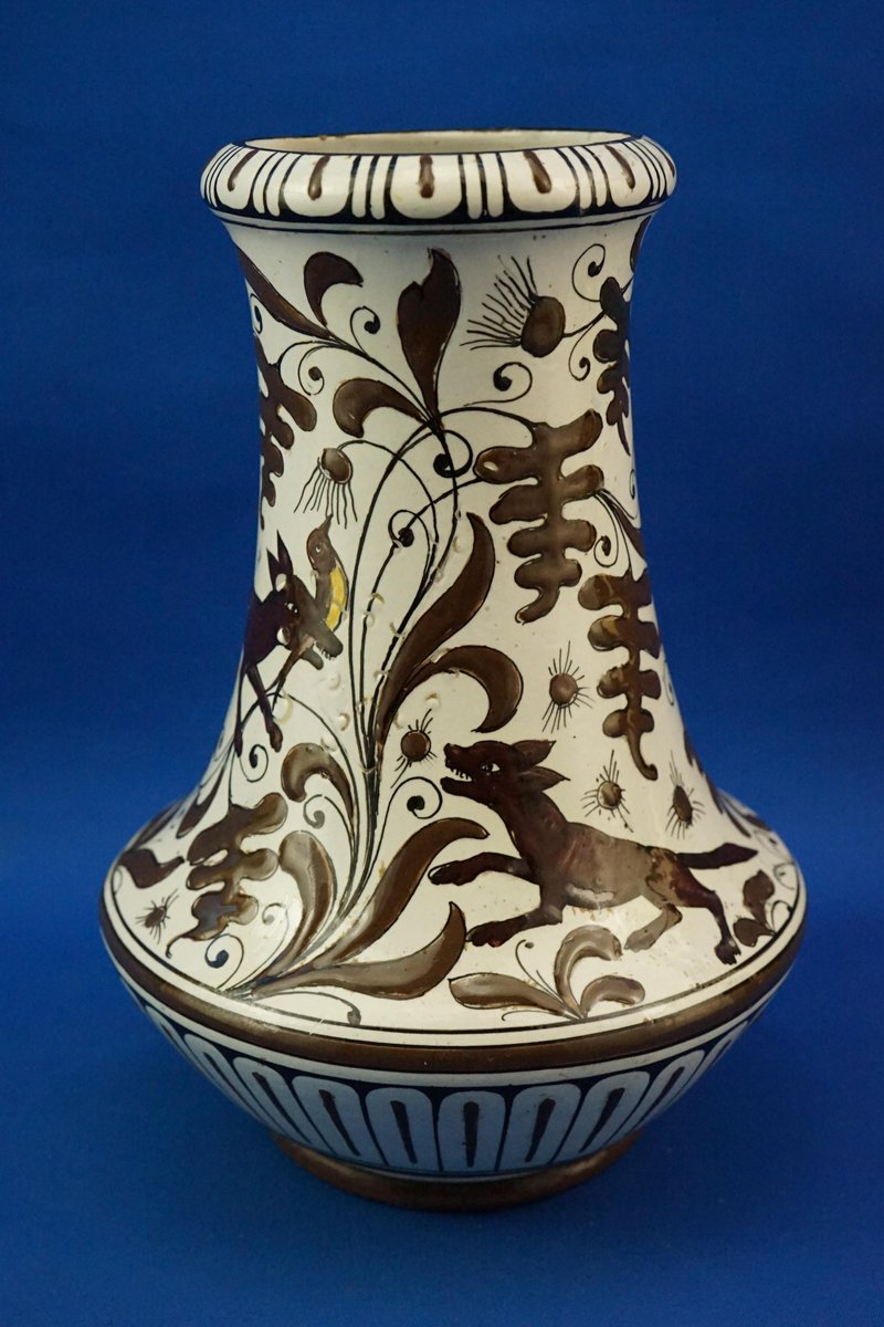 Neo-Renaissance Hand-Decorated Ceramic Vase by Benedetta Cappa ...