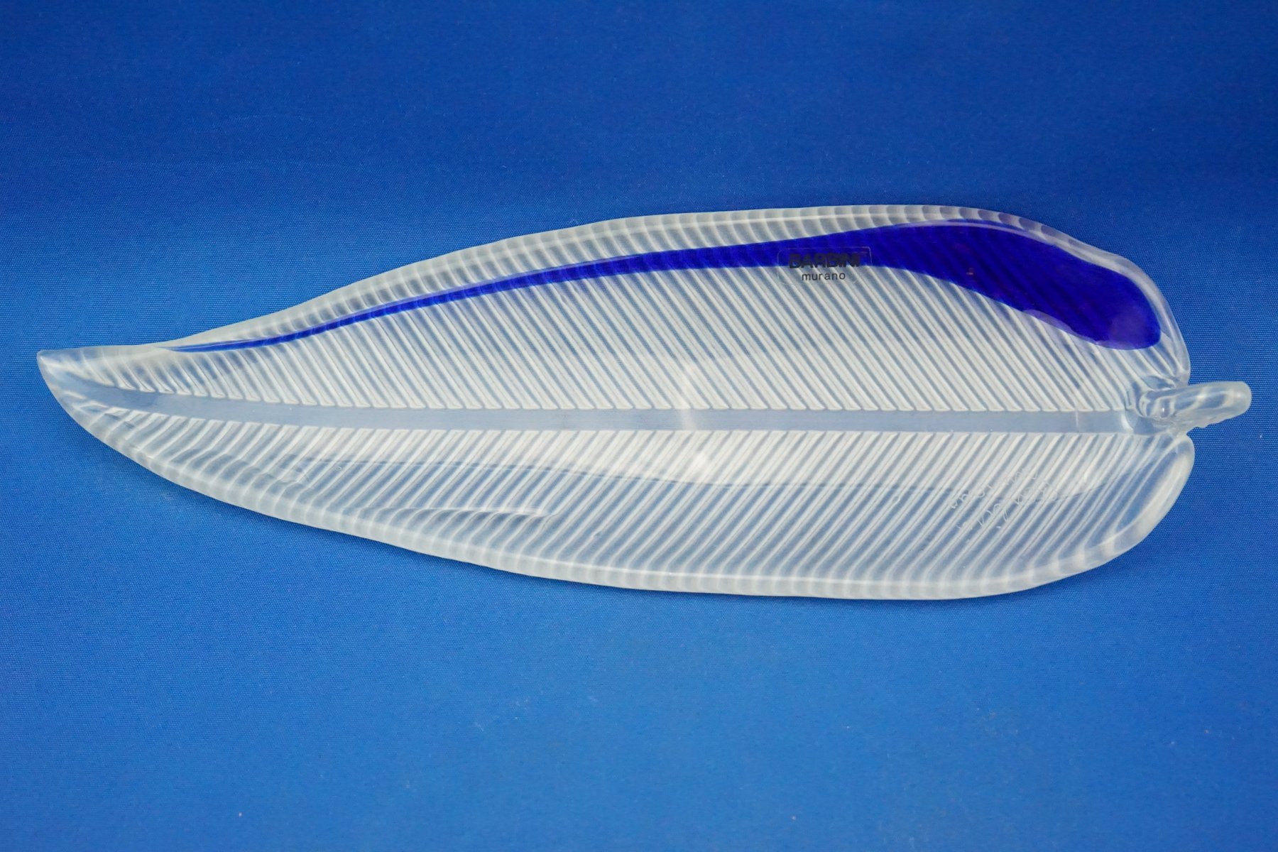 Modern Leaf-Shaped Centerpiece in Murano Glass and Blue Glass Paste by ...