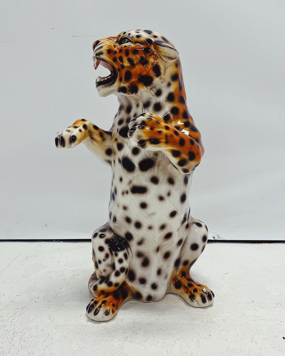 Leopard Statue in Ceramic from Ceramiche Boxer for sale at Pamono