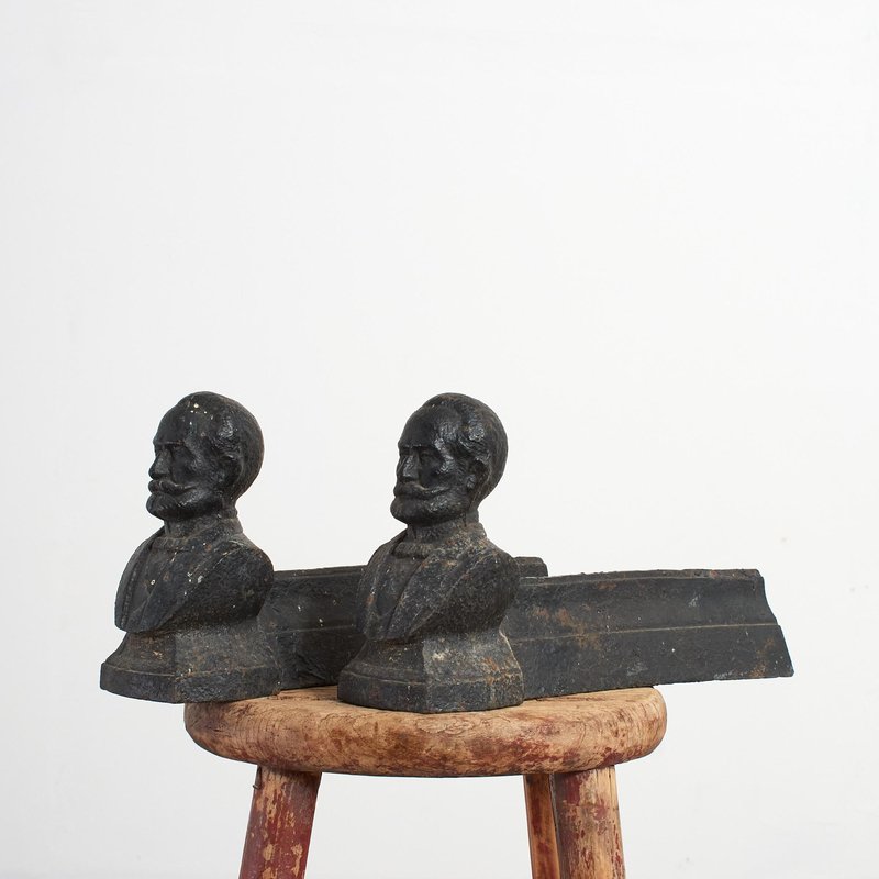 French Victorian Iron Fire Dog Andirons Male for sale at Pamono