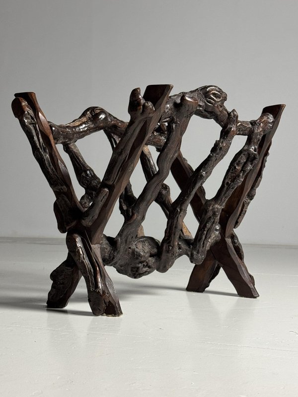 Rustic Magazine Rack in Terracotta Color for sale at Pamono