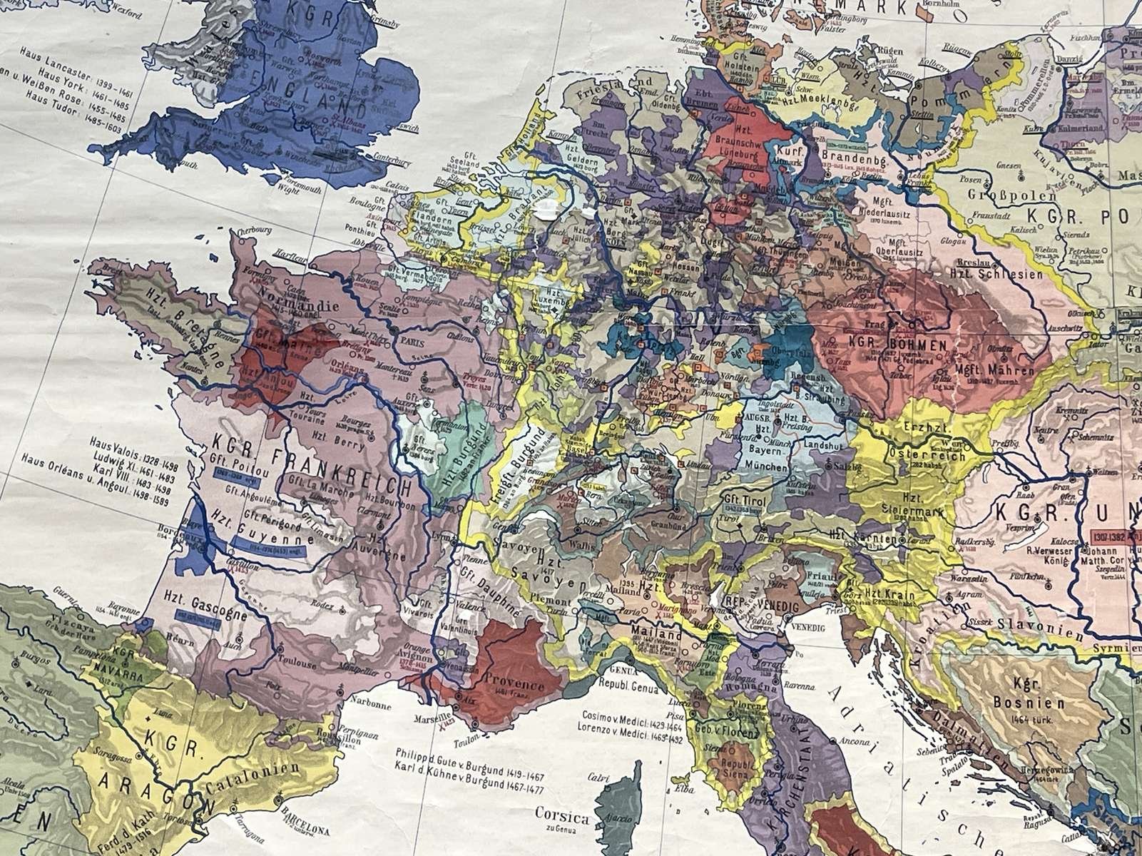 German Map Depicting Europe in the 15th Century by Prof. Max Georg ...