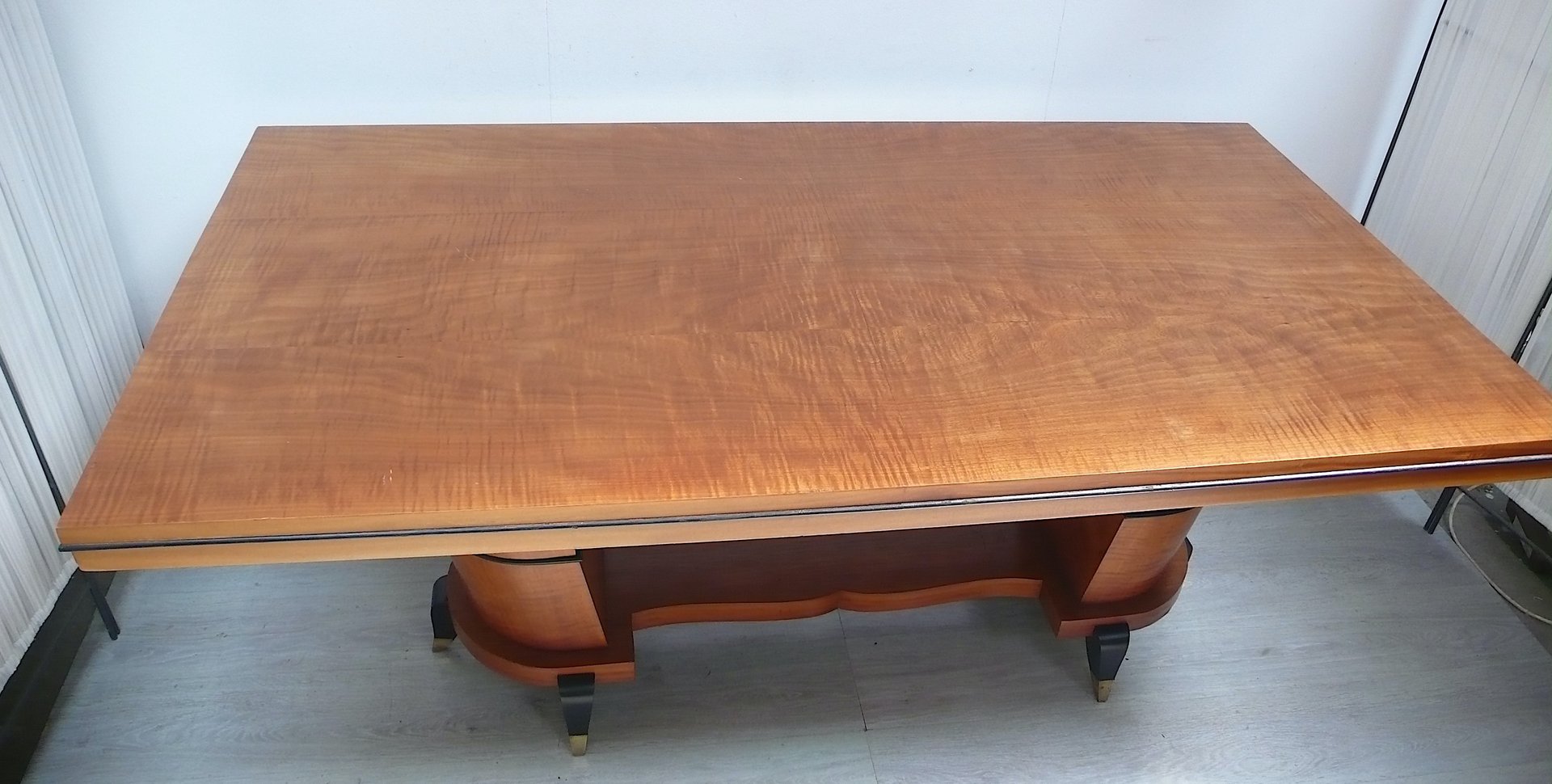 Art Deco French Dining Table with Slanted Semi-Circular Columns, 1920s ...