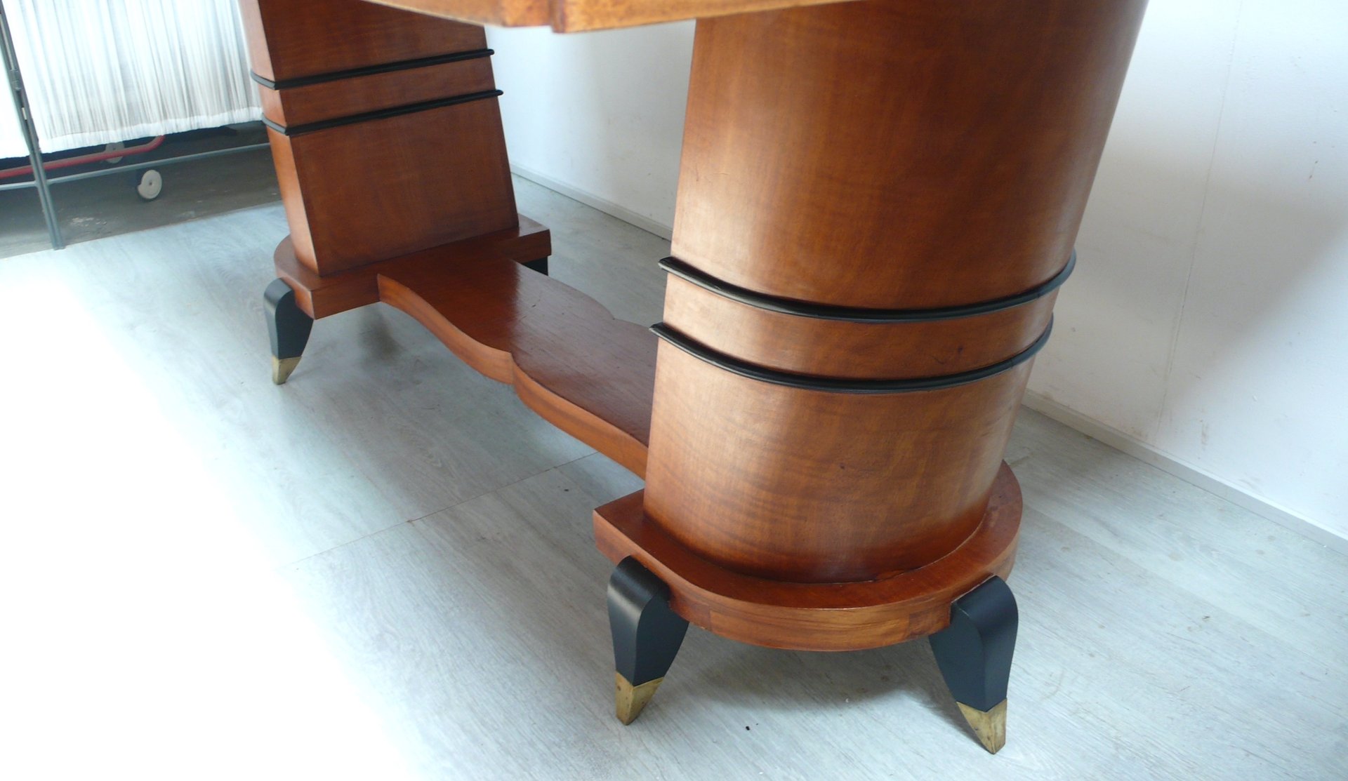 Art Deco French Dining Table with Slanted Semi-Circular Columns, 1920s ...