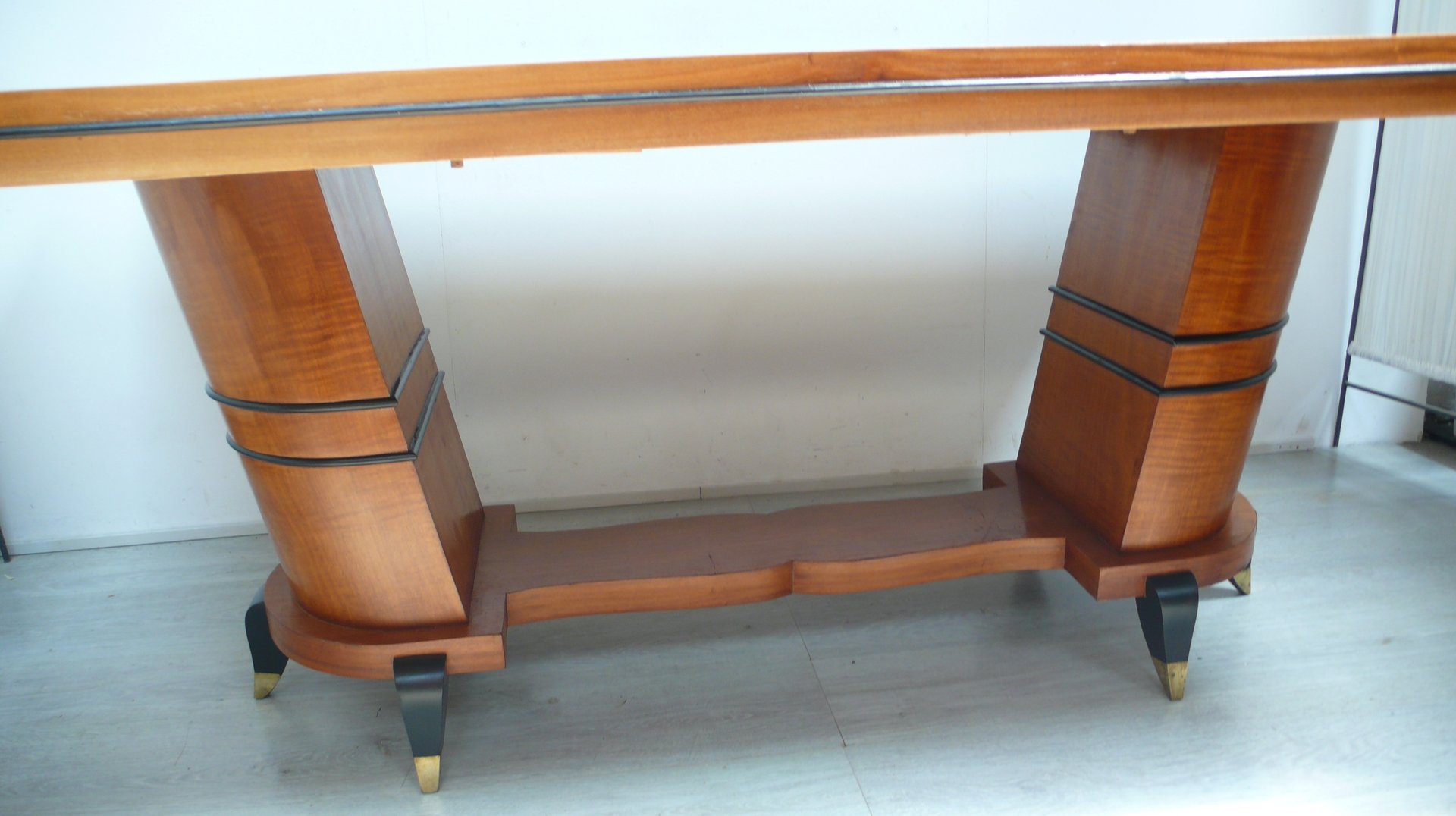 Art Deco French Dining Table with Slanted Semi-Circular Columns, 1920s ...