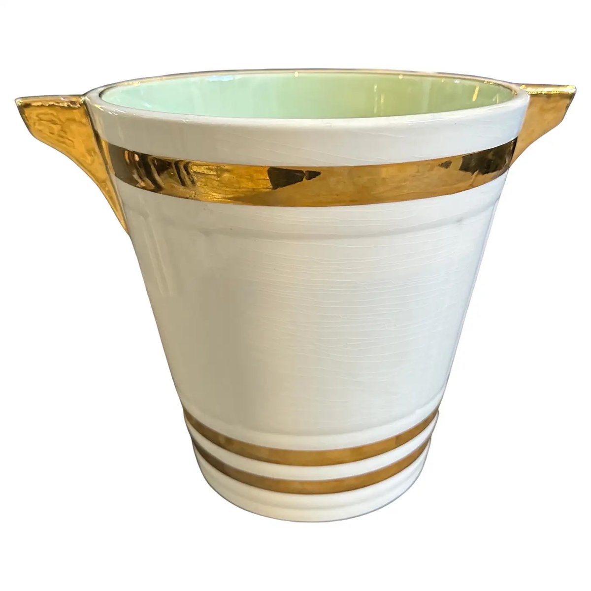 Art Deco French White and Gold Ceramic Champagne Cooler by ...