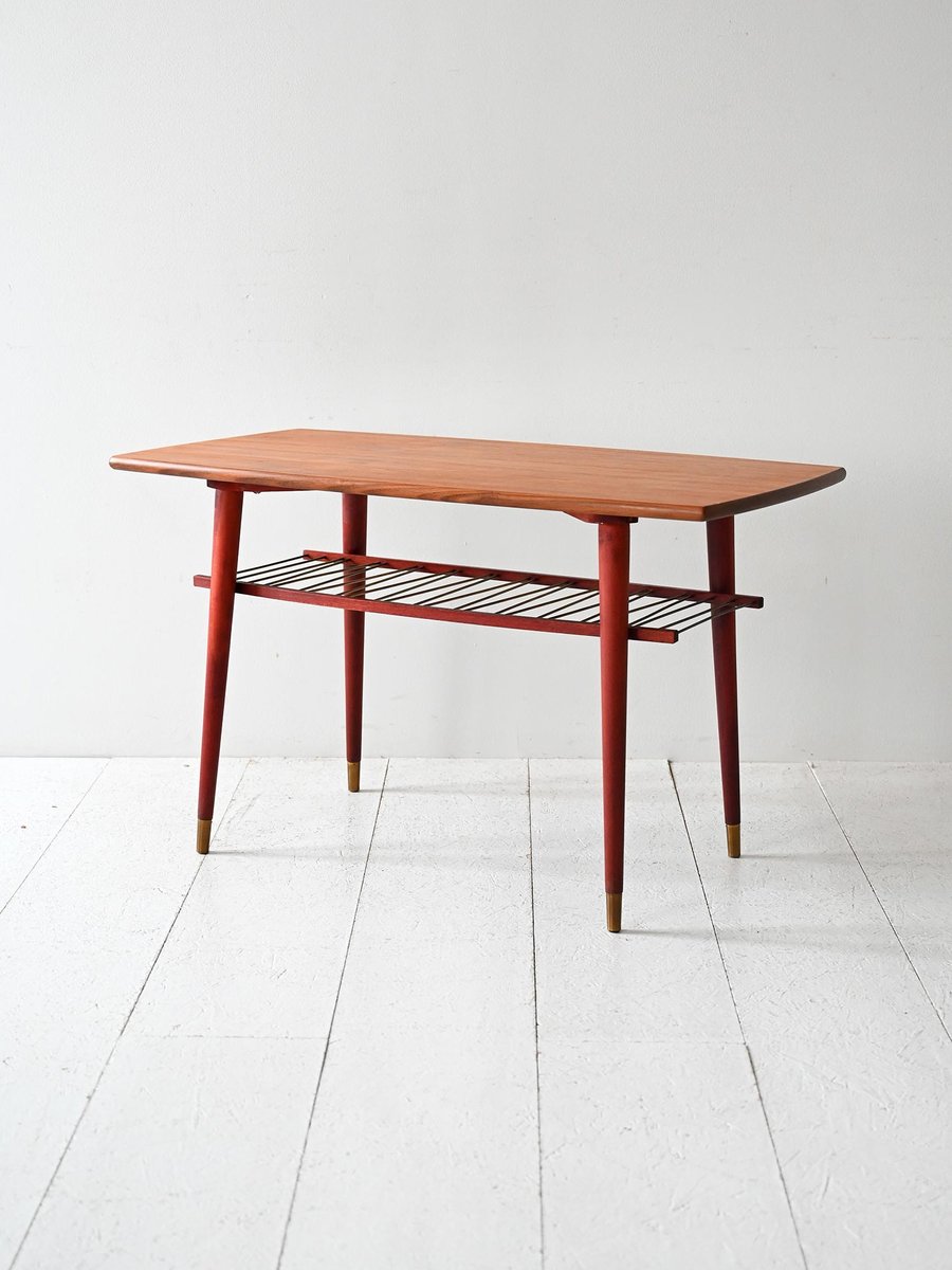 Vintage Scandinavian Coffee Table with Metal Shelf, 1960s for sale at ...