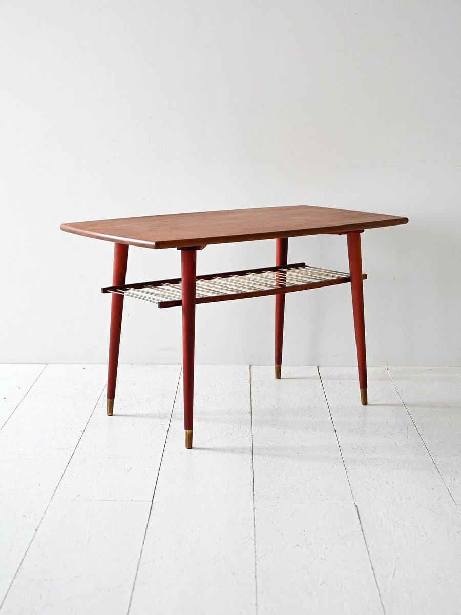 Vintage Scandinavian Coffee Table with Metal Shelf, 1960s for sale at ...