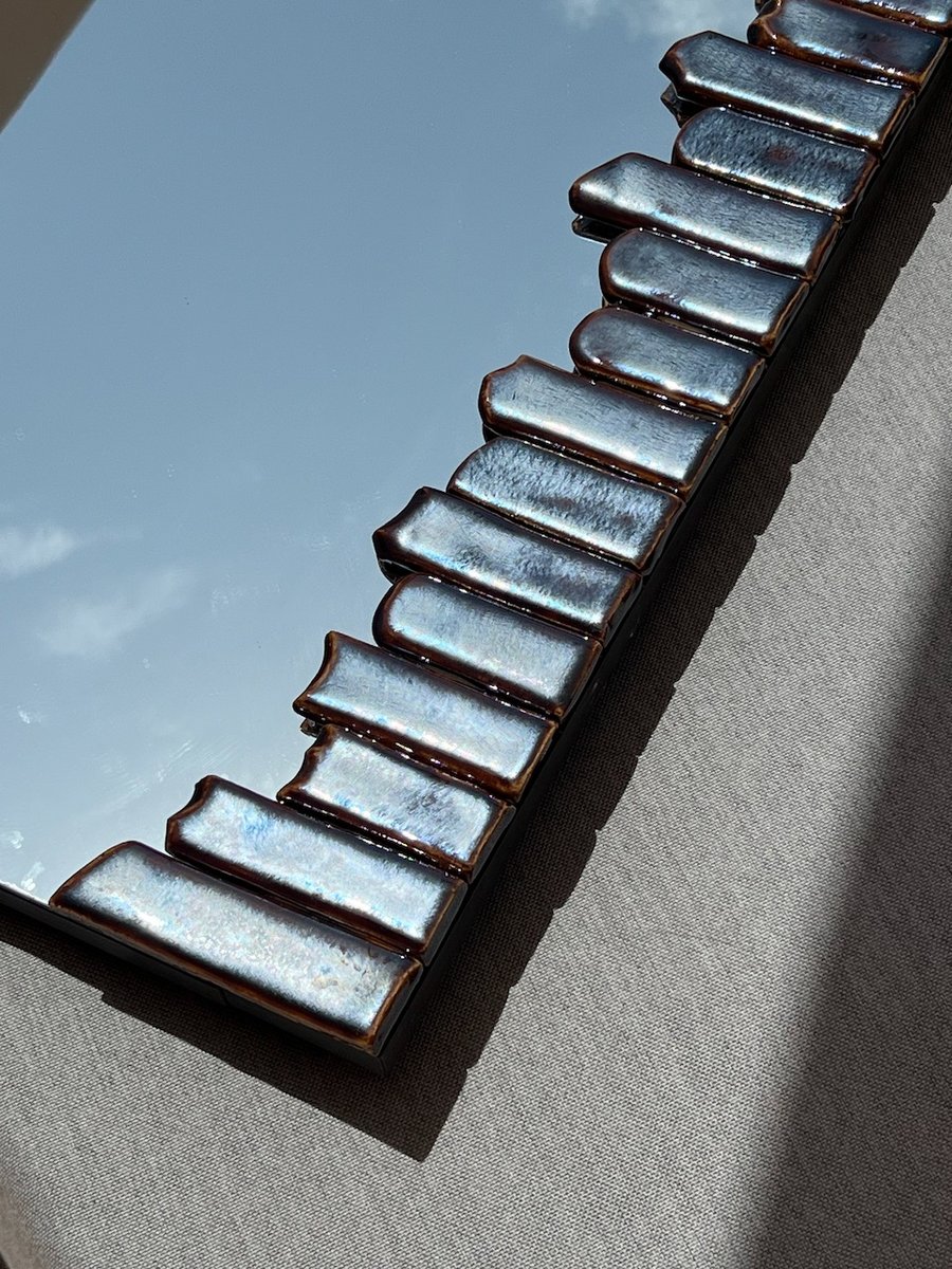 Frozen Cliff Ceramic Wall Mirror by Katia Langeard for sale at Pamono