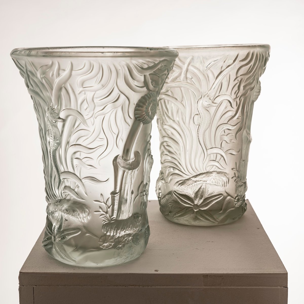 Glass Marine Life Vases attributed to Josef Inwald for Barolac, 1960s ...