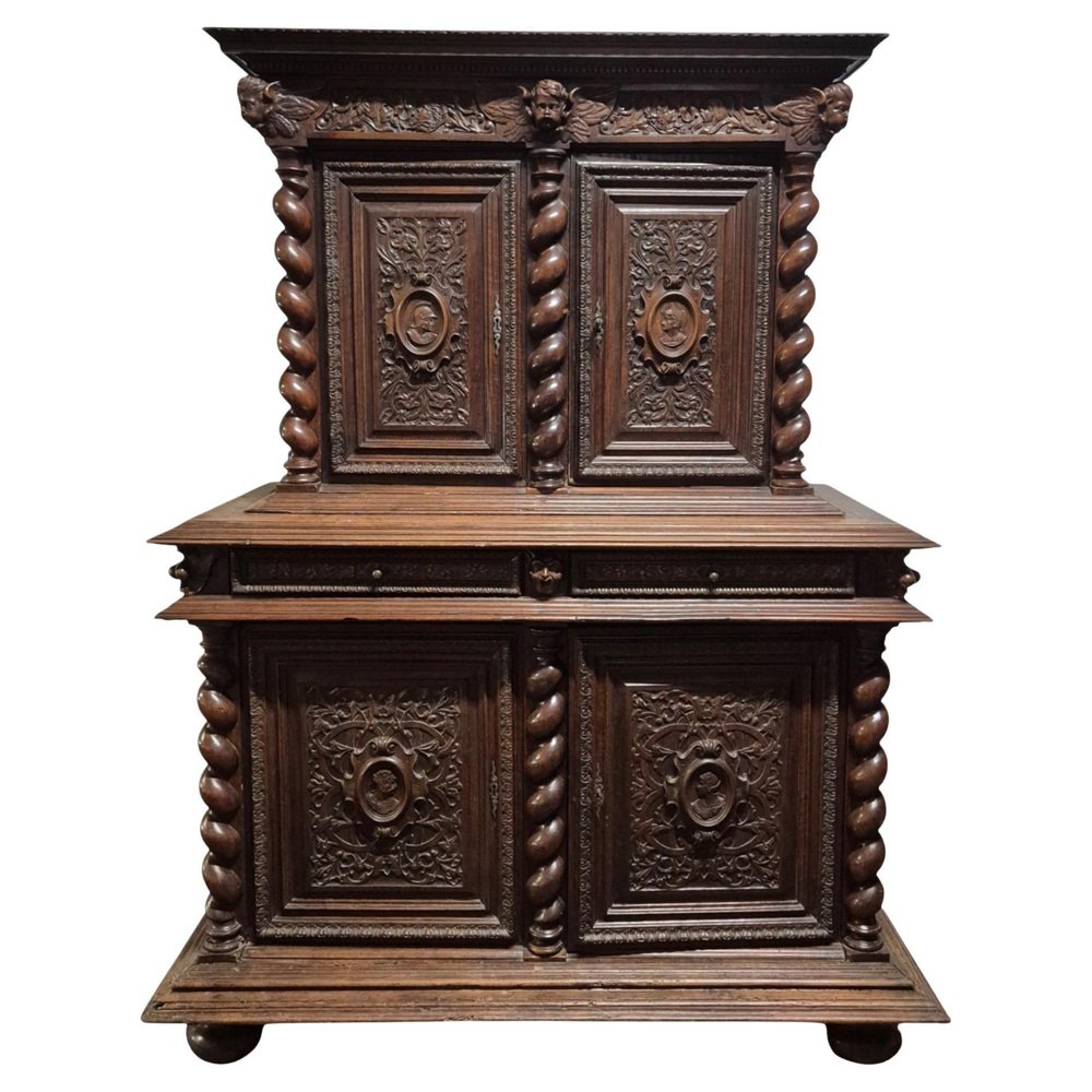 French Renaissance Revival Carved Oak Two-Body Buffet, 1800s for sale ...