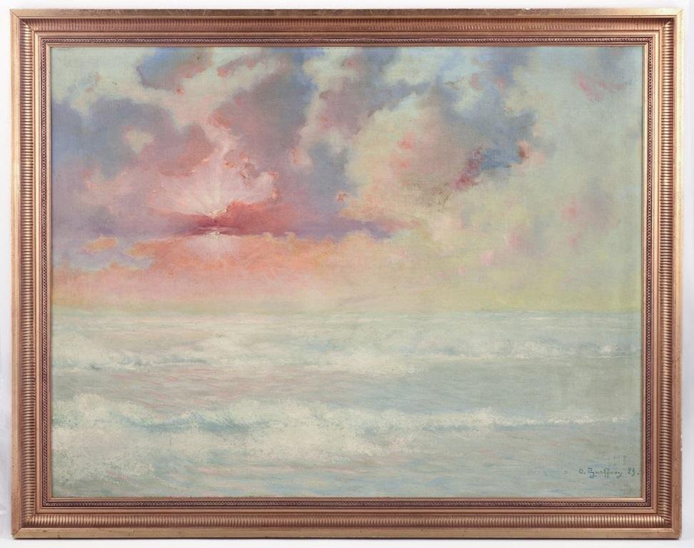 Jean Geoffroy, Beachside at Sunset, 1923, Oil on Canvas for sale at Pamono