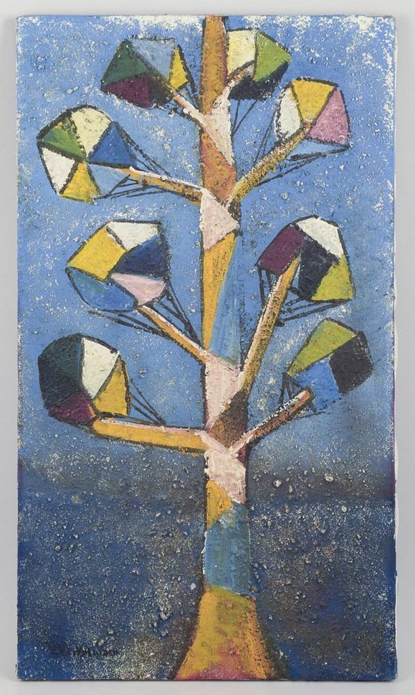 Finnish Artist, Motif of a Tree in Cubist Style, 1960s, Oil on Canvas ...