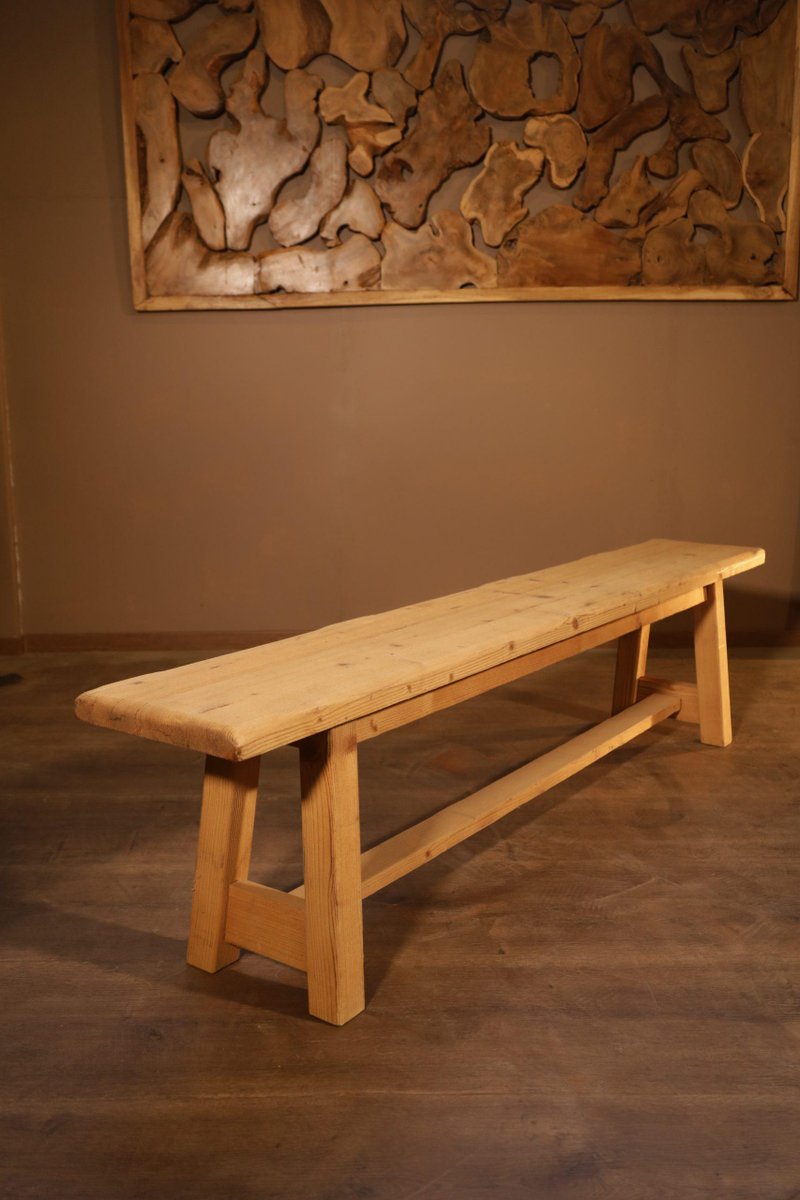 Solid Fir Wood Bench for sale at Pamono