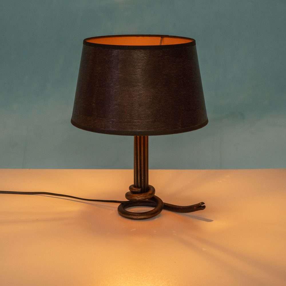 Art Deco Snake Lamp in Wrought Iron, 1940s for sale at Pamono