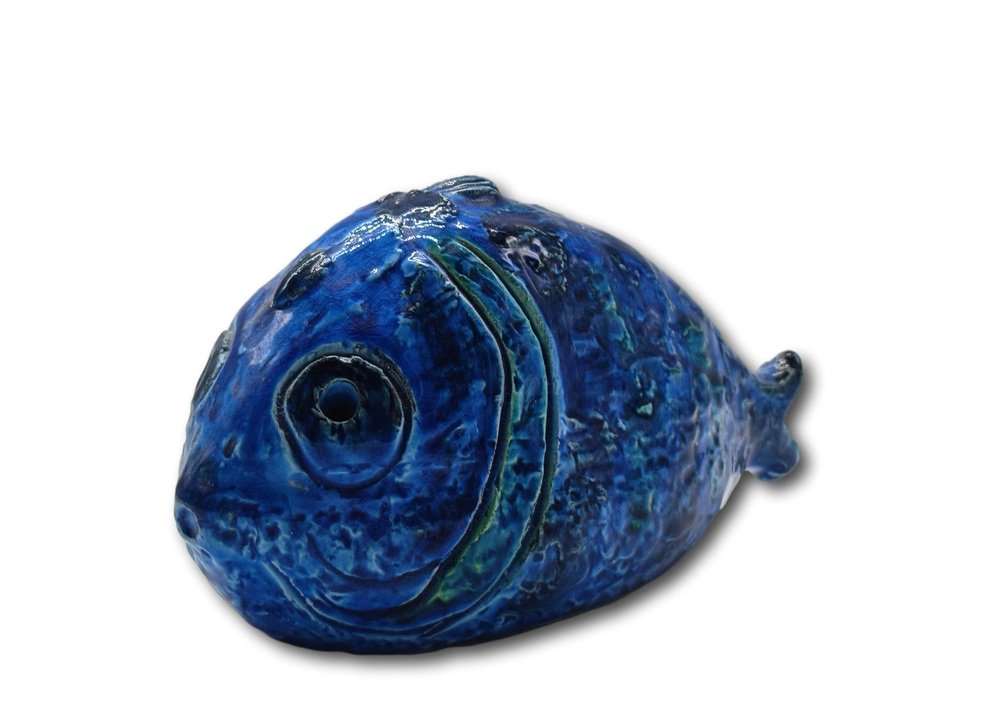 Blue Ceramic Fish by Aldo Londi for Flavia Montelupo Bitossi, Italy ...