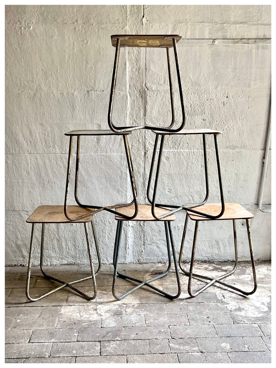 Vintage Polish Industrial Stool for sale at Pamono