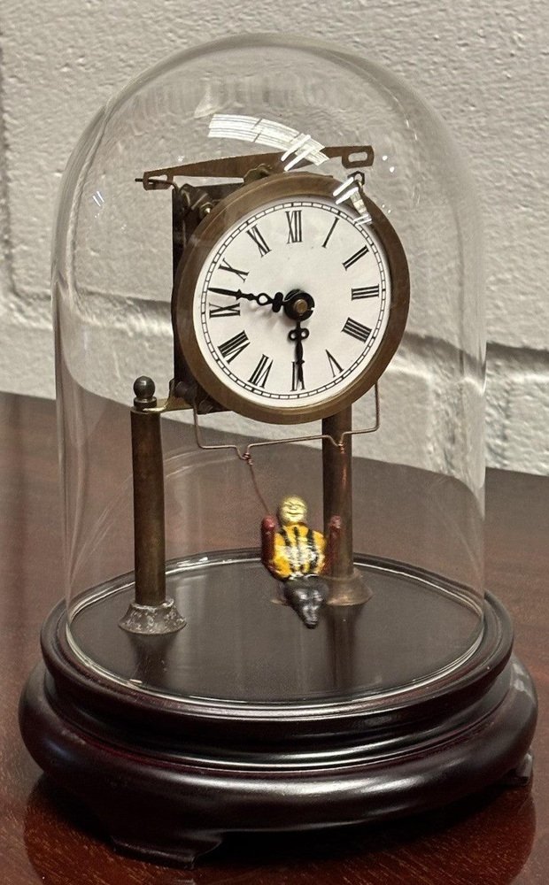 Novelty Girl on Swing Clock Under Dome for sale at Pamono