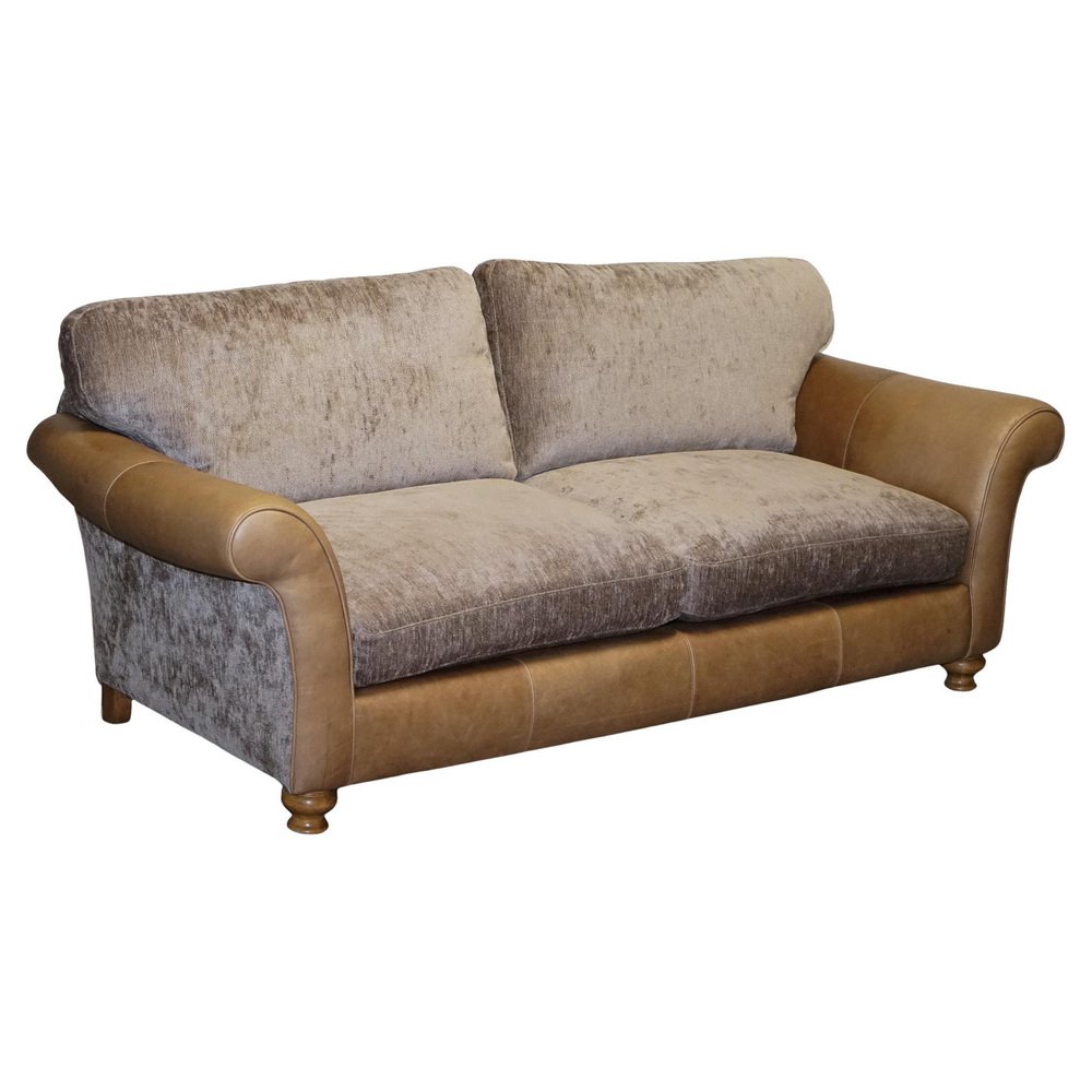 Vintage Three-Seater Leather and Fabric Sofa by Alexander & James Blake ...