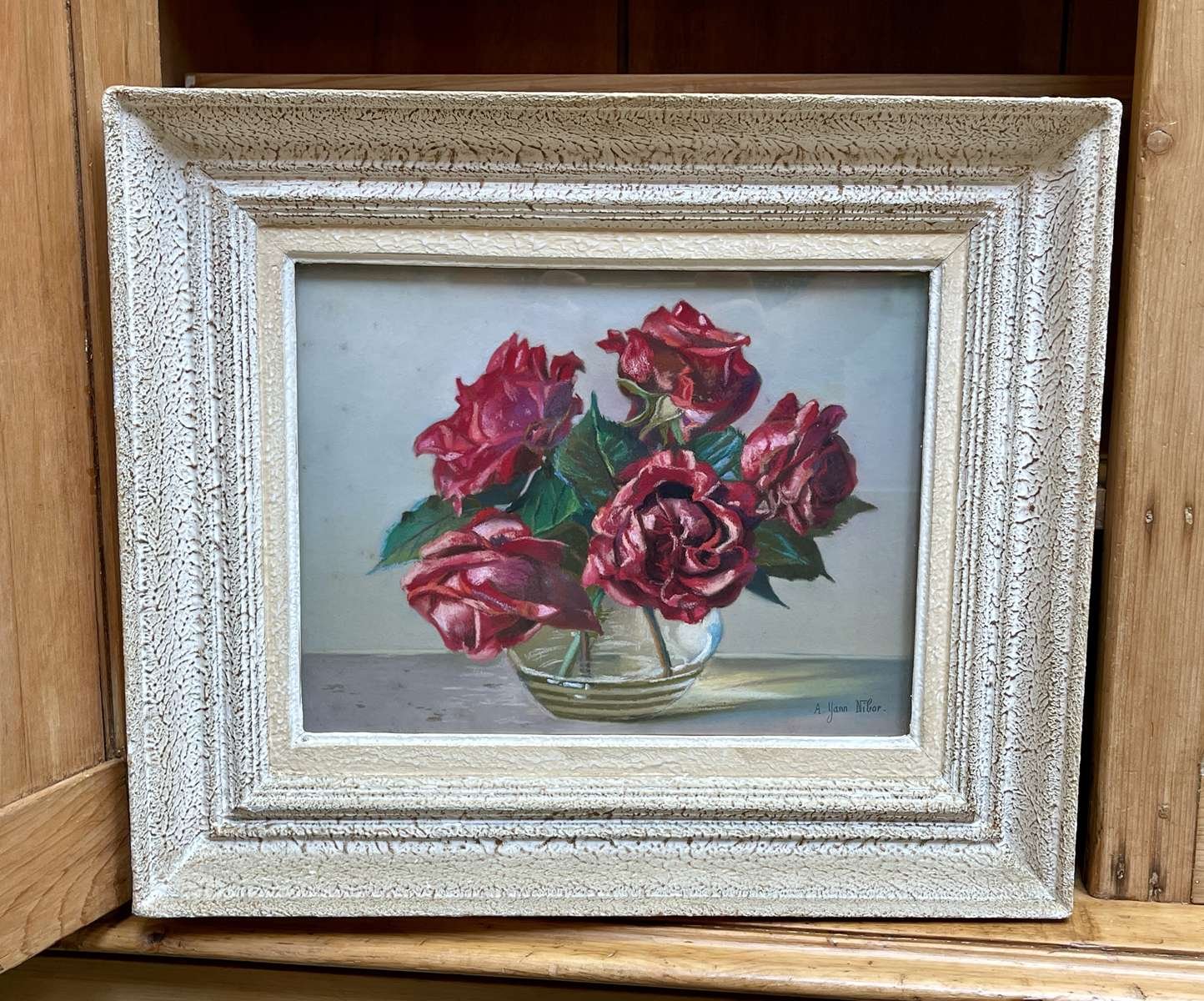 Yann Nibor, Bouquet of Roses, Watercolor, Framed for sale at Pamono