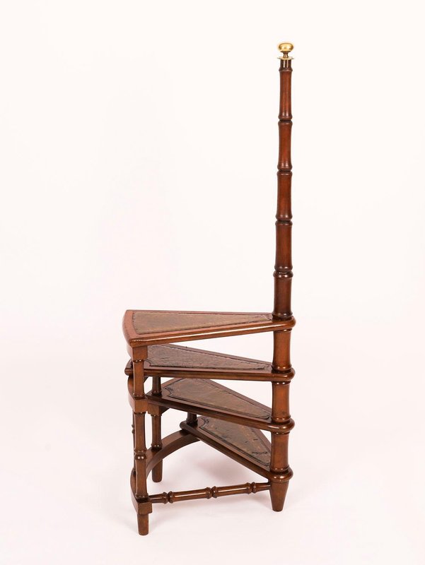 Vintage Spiral Mahogany Library Steps, 1980s for sale at Pamono