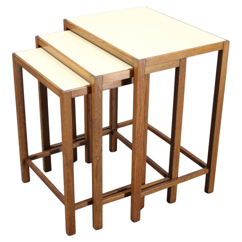 Art Deco Nesting Tables with Opaxy Glass Top, 1940s, Set of 3 for sale ...