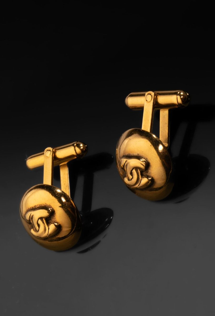 Vintage Gilded Metal Handle Buttons with Double C Logo No. 368 from ...
