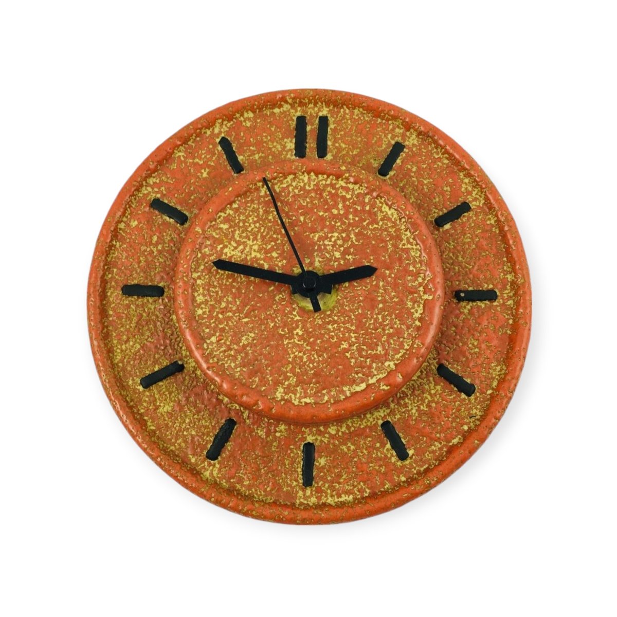 Mid-Century Modern Ceramic Wall Clock in Orange, 1960s for sale at Pamono