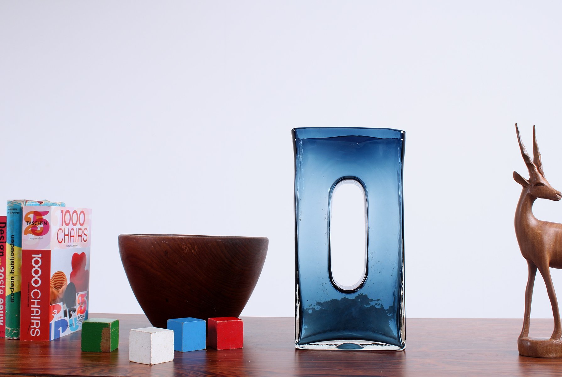 Blue Glass Vase by Helena Tynell, 1970s for sale at Pamono