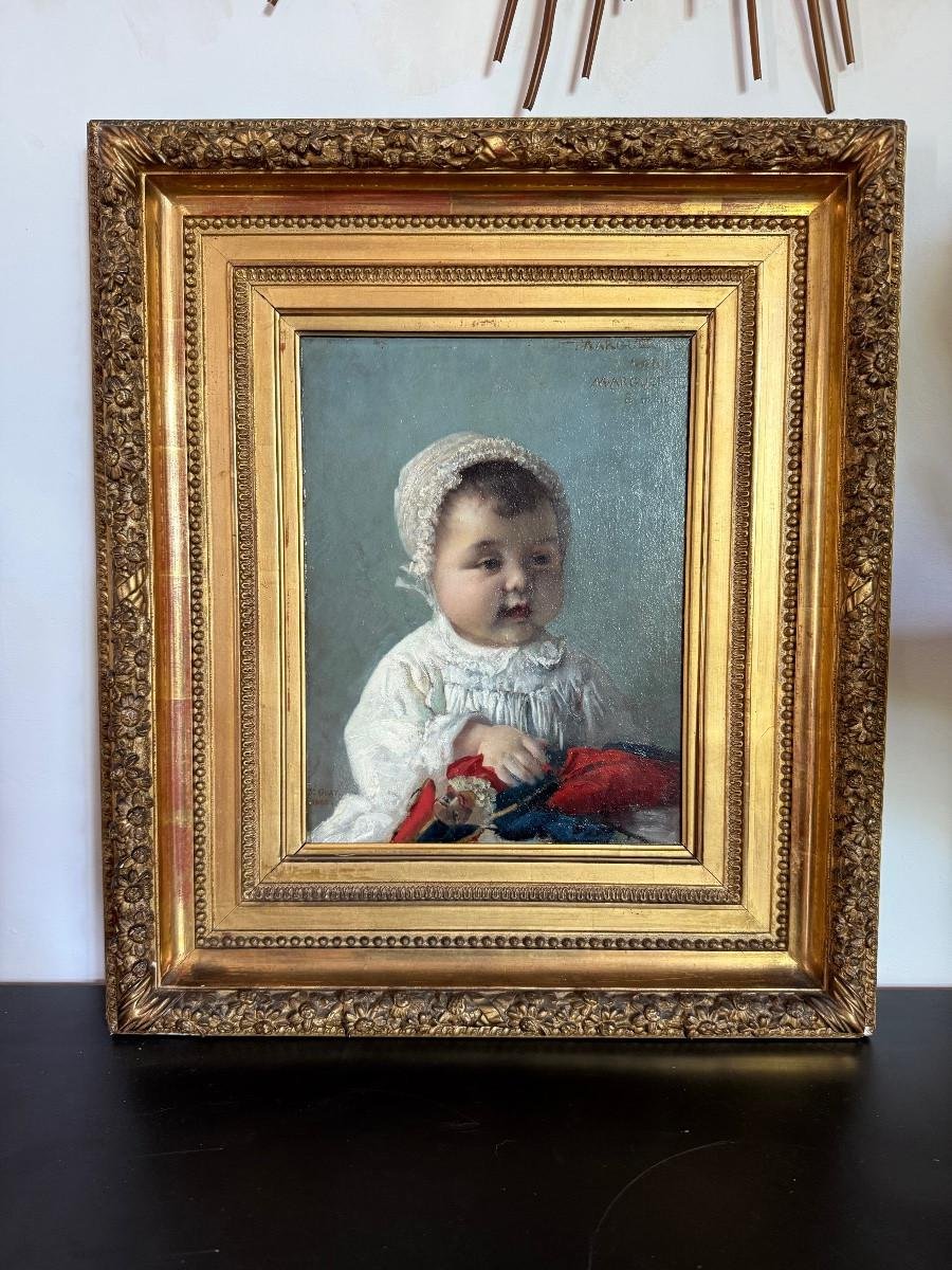 Gabriel Guay, Child's Portrait, Oil on Panel, Framed for sale at Pamono