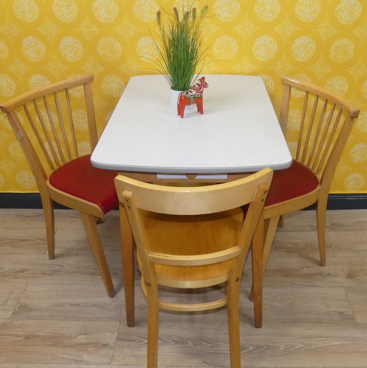 Small Wooden Kitchen Table with Drawer and Formica Top, 1950s for sale ...