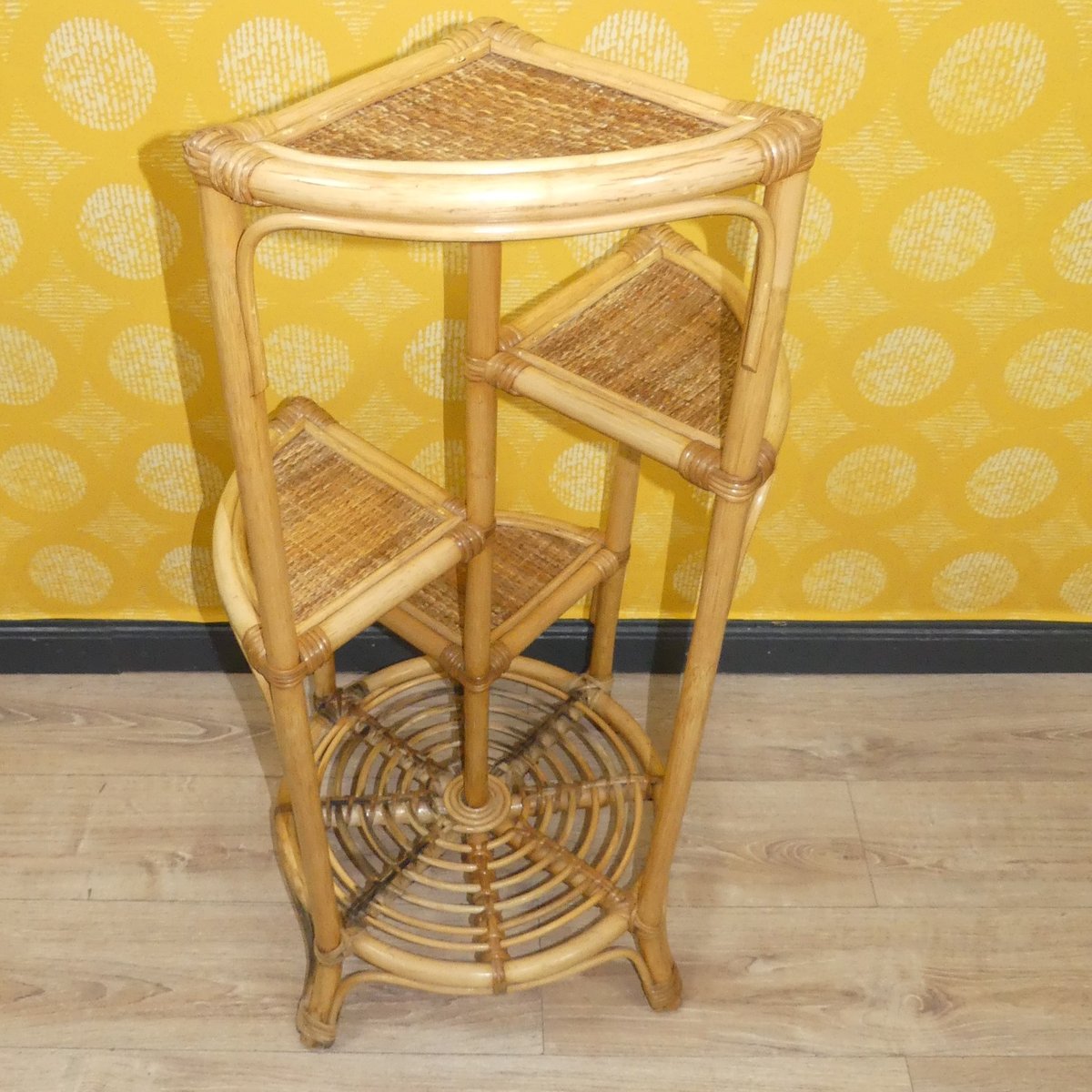 Bamboo Rattan Plant Stand, 1960s for sale at Pamono