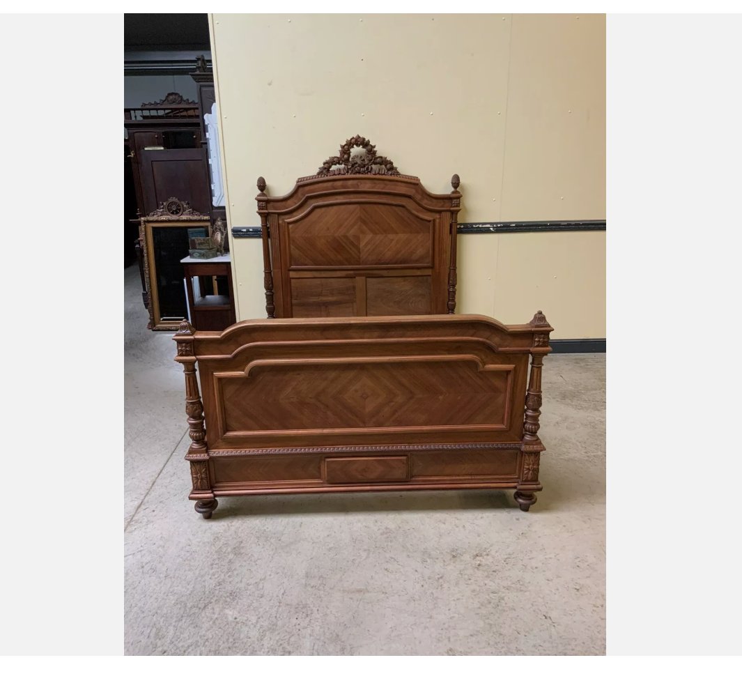 Antique Bed in walnut, 1890s for sale at Pamono