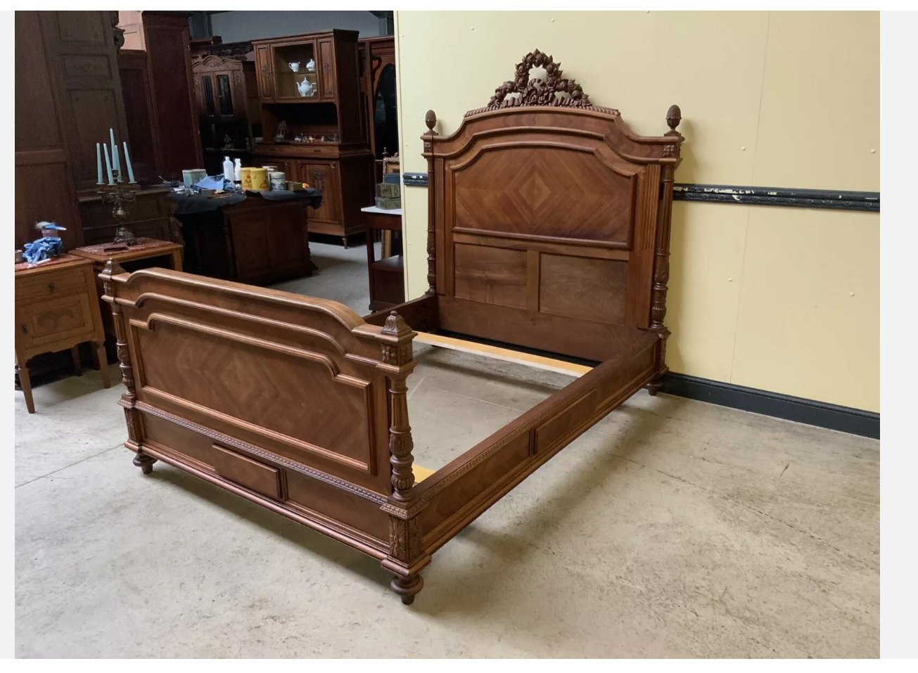 Antique Bed in walnut, 1890s for sale at Pamono